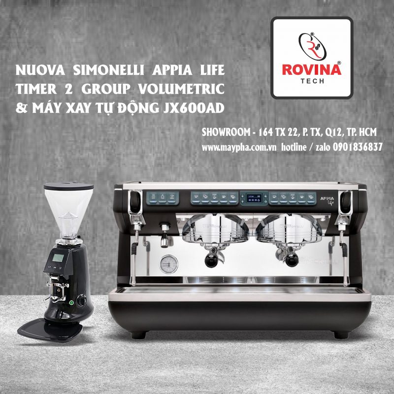 Nuova Simonelli Appia Life Timer 2 Group Volumetric & Máy xay cà phê ...